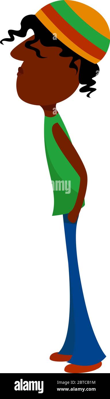 Guy with rasta hat , illustration, vector on white background Stock ...