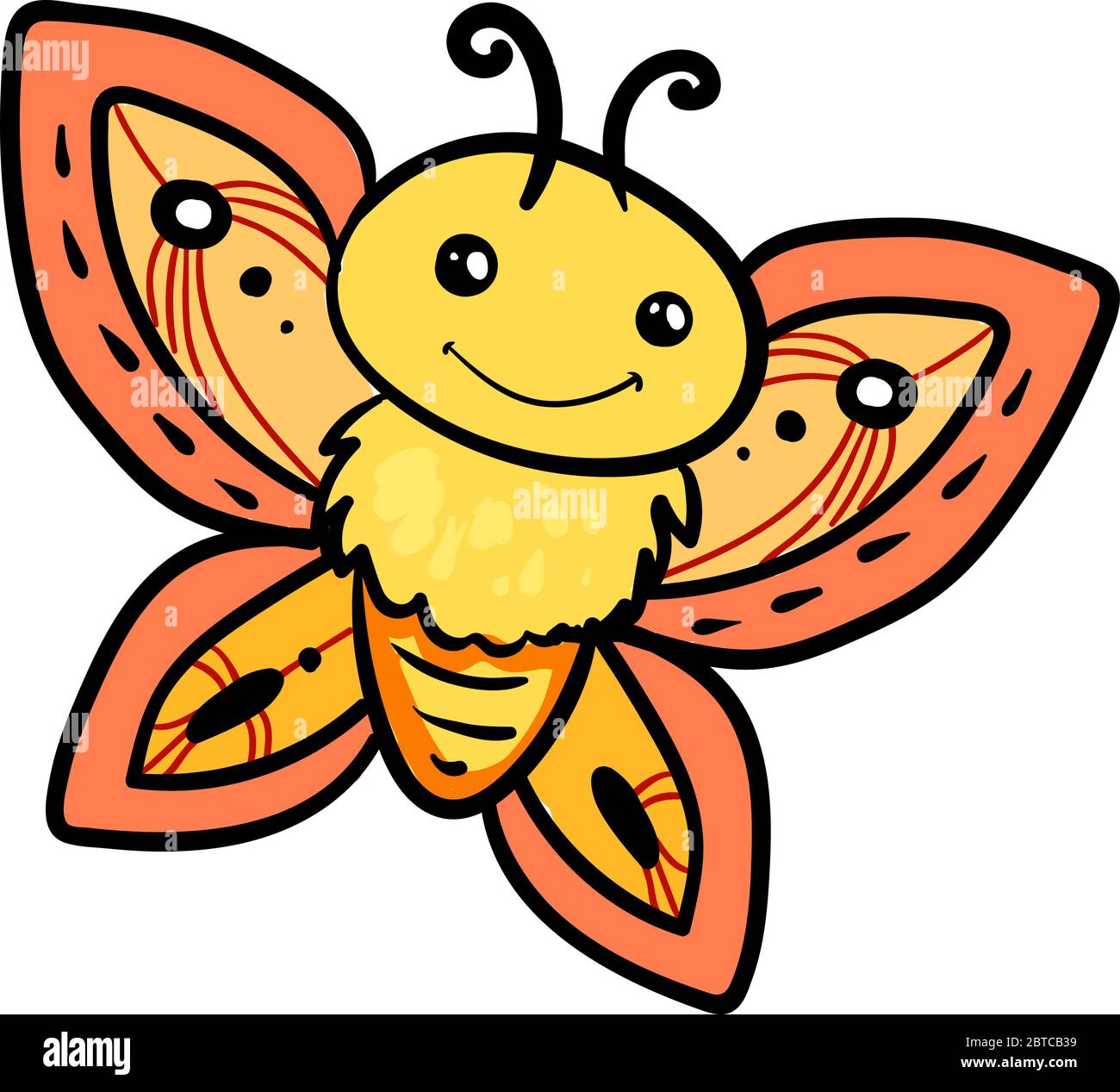 Happy yellow butterfly , illustration, vector on white background Stock ...