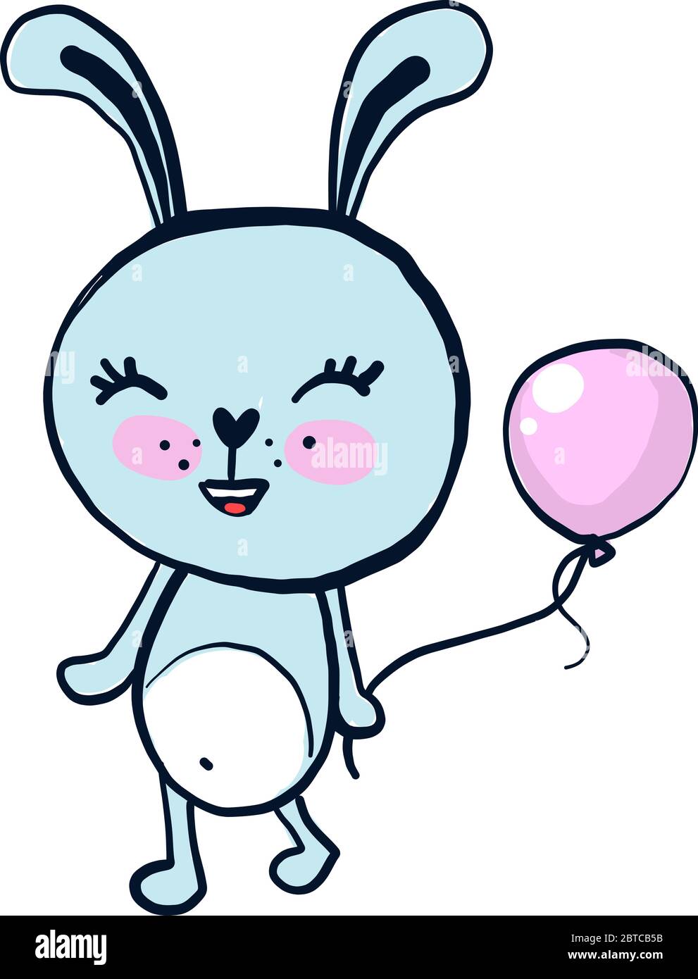 Happy bunny with balloon , illustration, vector on white background ...