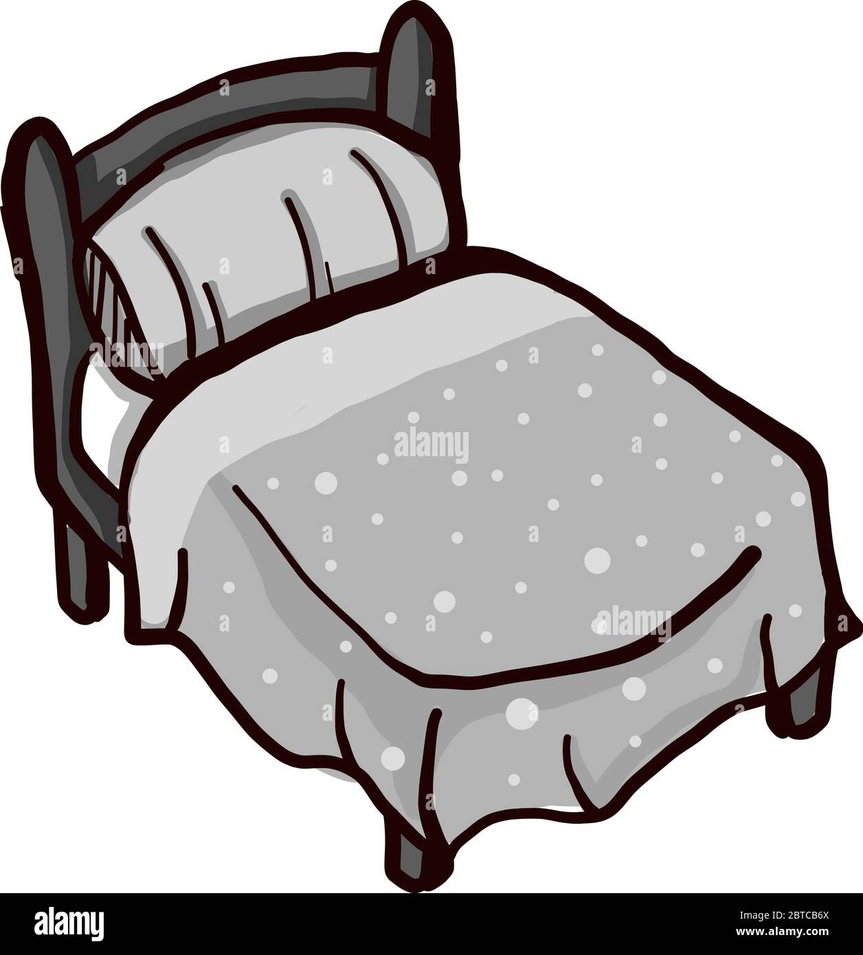 Grey bed , illustration, vector on white background Stock Vector Image ...