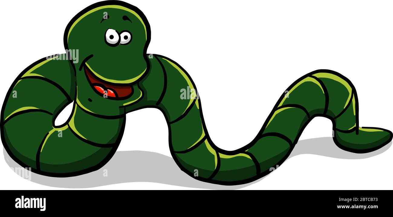 Green worm , illustration, vector on white background Stock Vector ...