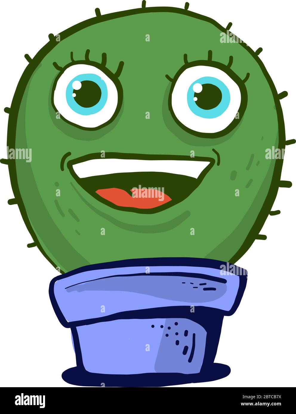 Happy round cactus , illustration, vector on white background Stock ...