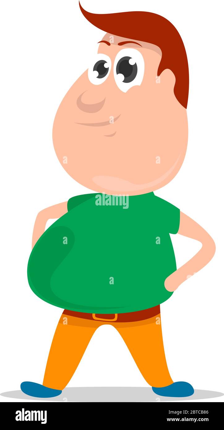 Happy man with green shirt , illustration, vector on white background ...