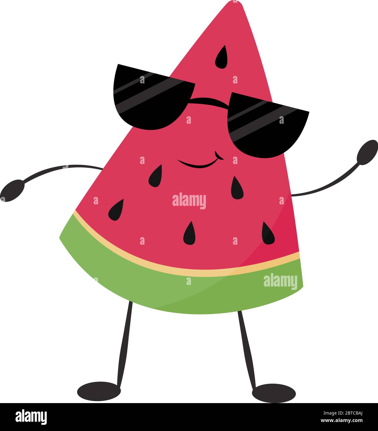 Happy watermelon piece , illustration, vector on white background Stock ...