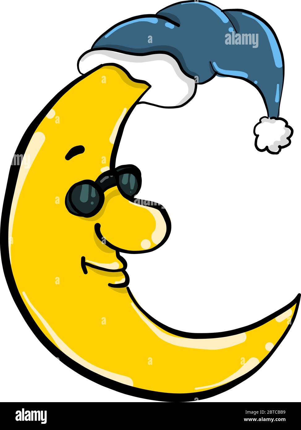 Sleepy moon , illustration, vector on white background Stock Vector ...