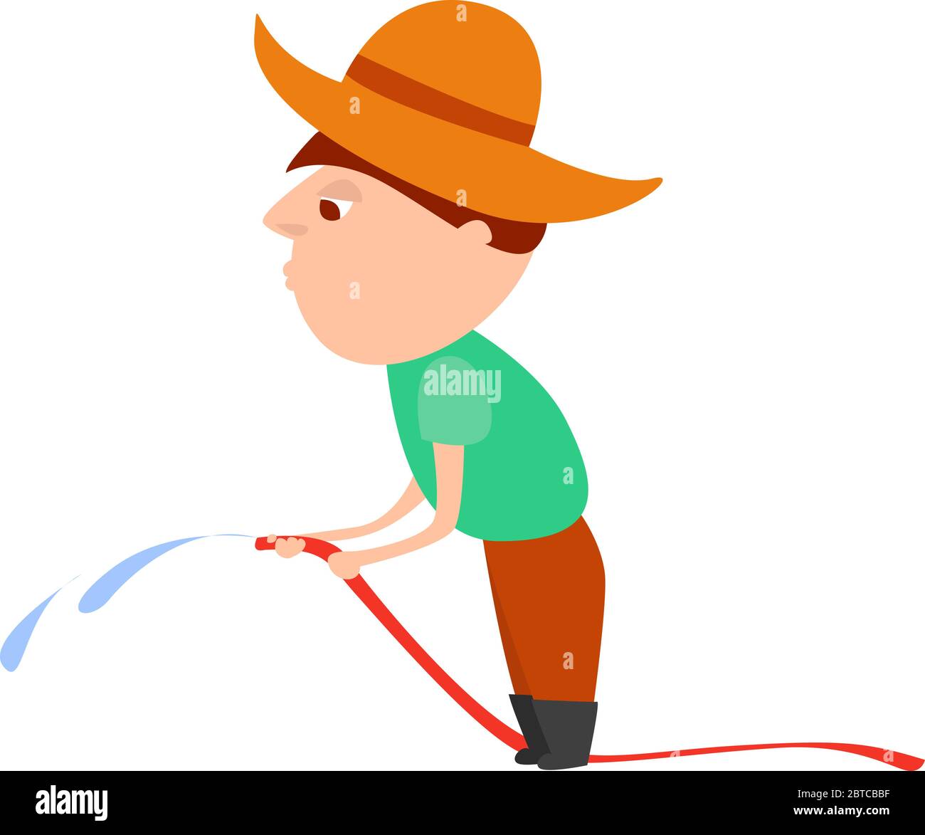 Man holding hose , illustration, vector on white background Stock ...