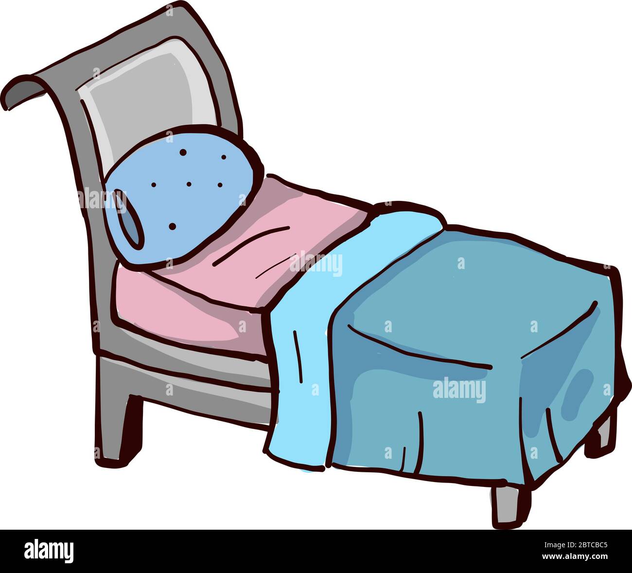 Blue sleeping bed , illustration, vector on white background Stock ...