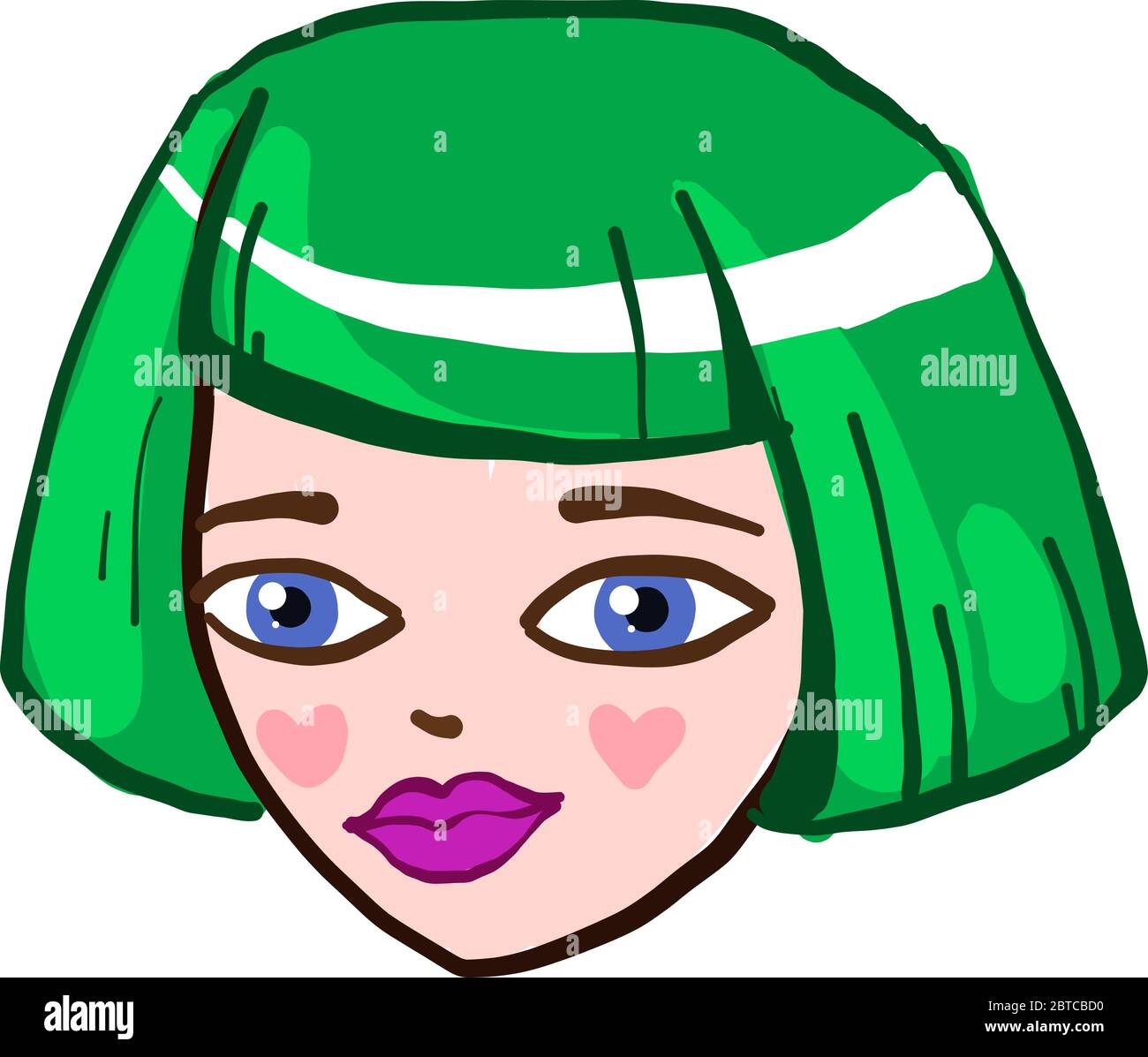 Girl with green hair , illustration, vector on white background Stock ...
