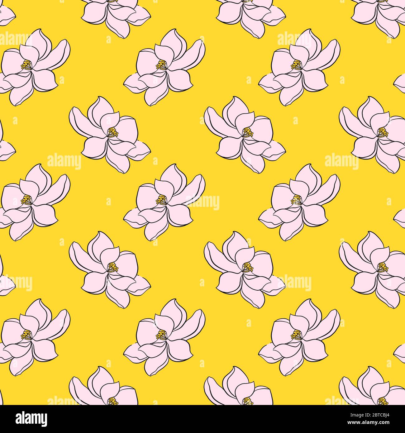 Magnolia flower pattern , illustration, vector on white background ...