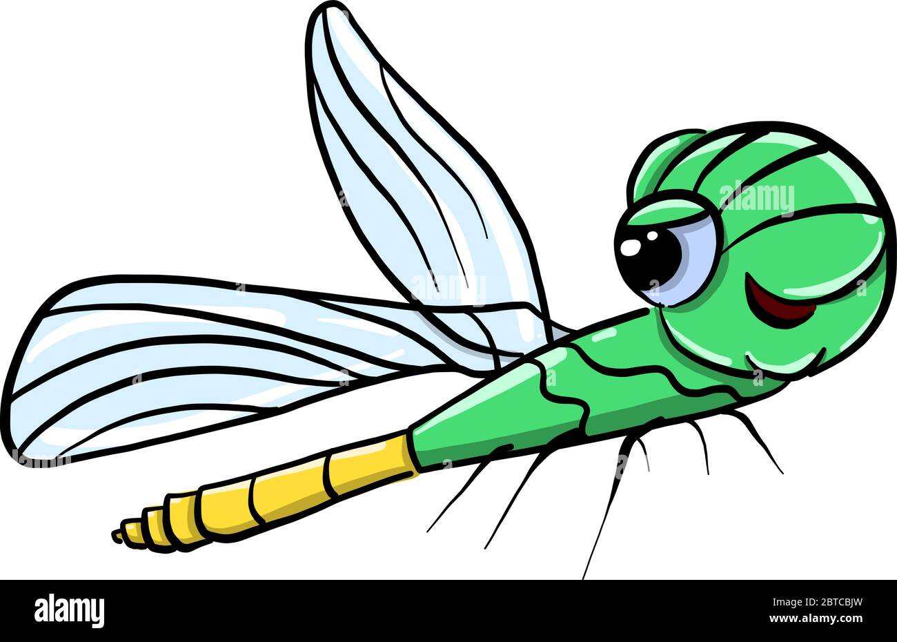 Green Flying Insect Illustration Vector On White Background Stock
