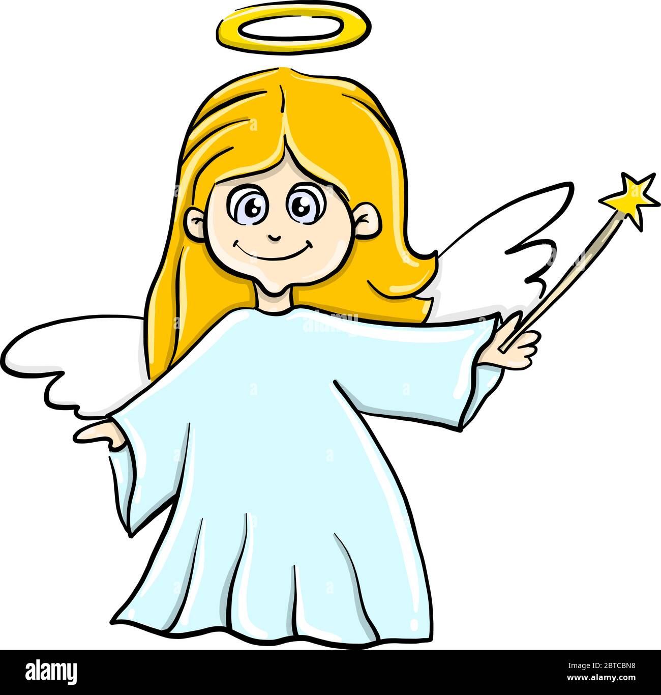 Little happy angel , illustration, vector on white background Stock ...