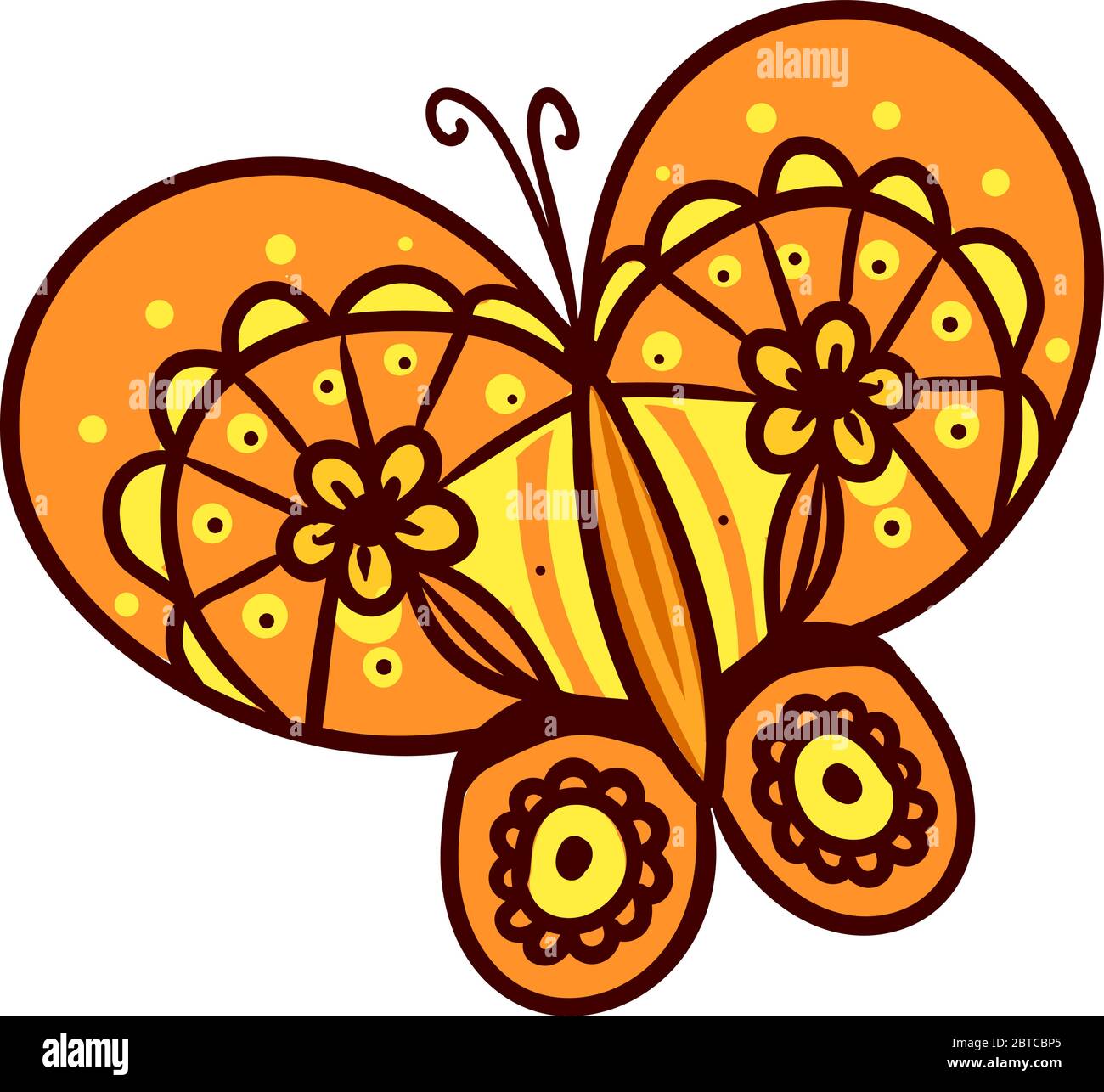 Orange butterfly , illustration, vector on white background Stock ...