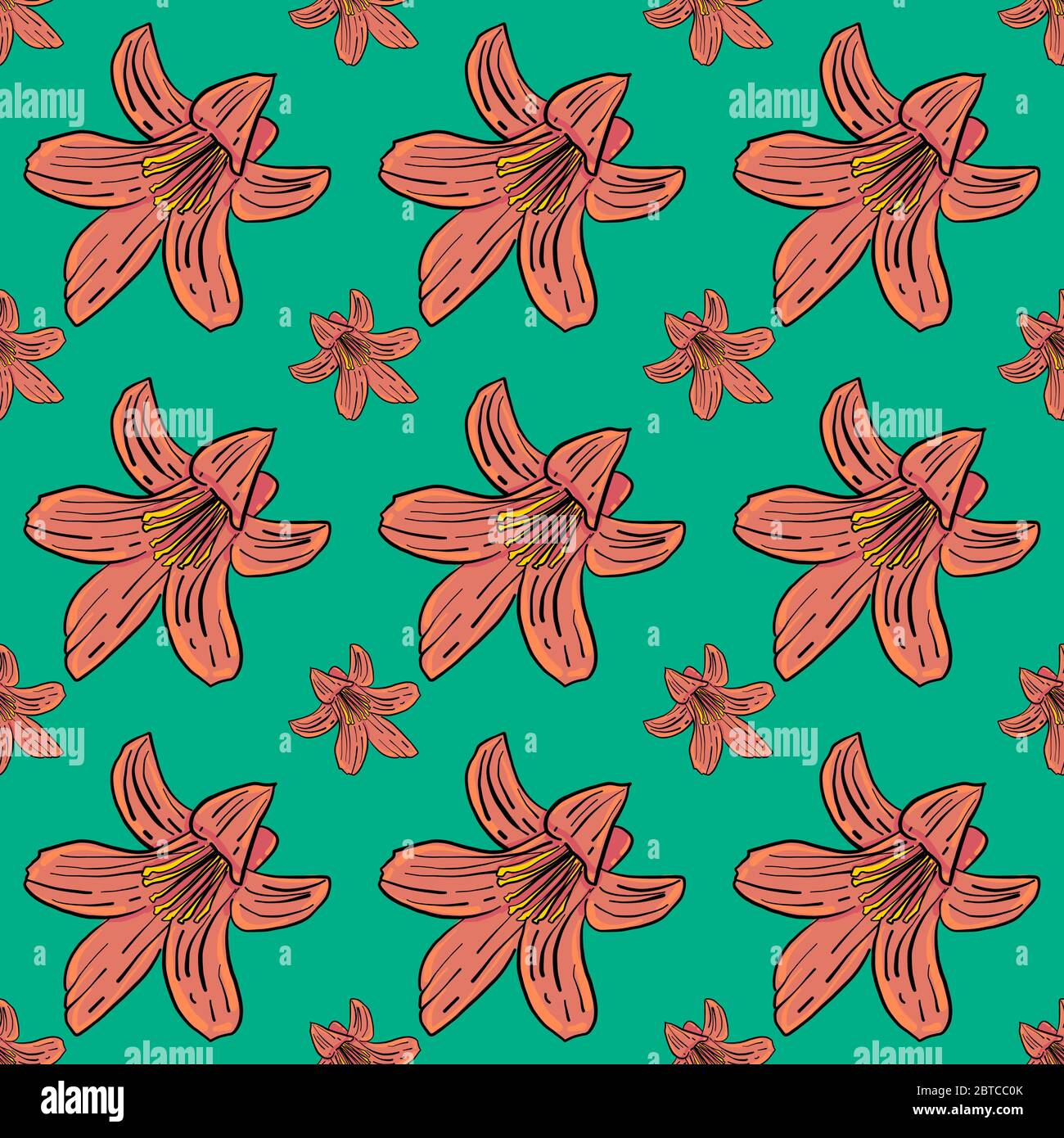 Lily flower pattern , illustration, vector on white background Stock ...