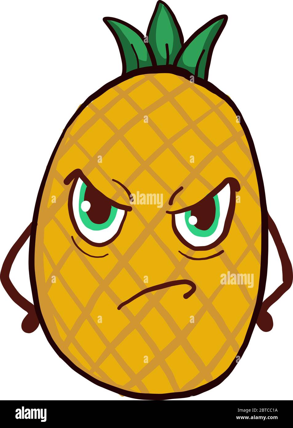 Angry pineapple , illustration, vector on white background Stock Vector ...