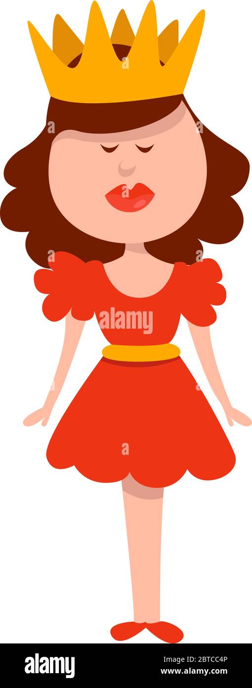 Princess with crown , illustration, vector on white background Stock ...