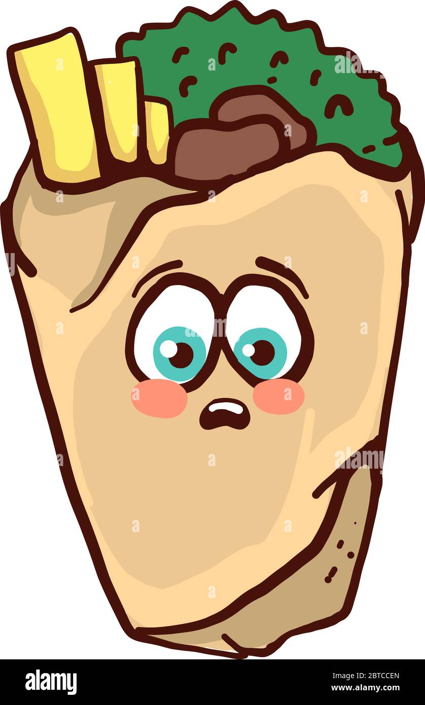 Scared taco , illustration, vector on white background Stock Vector ...