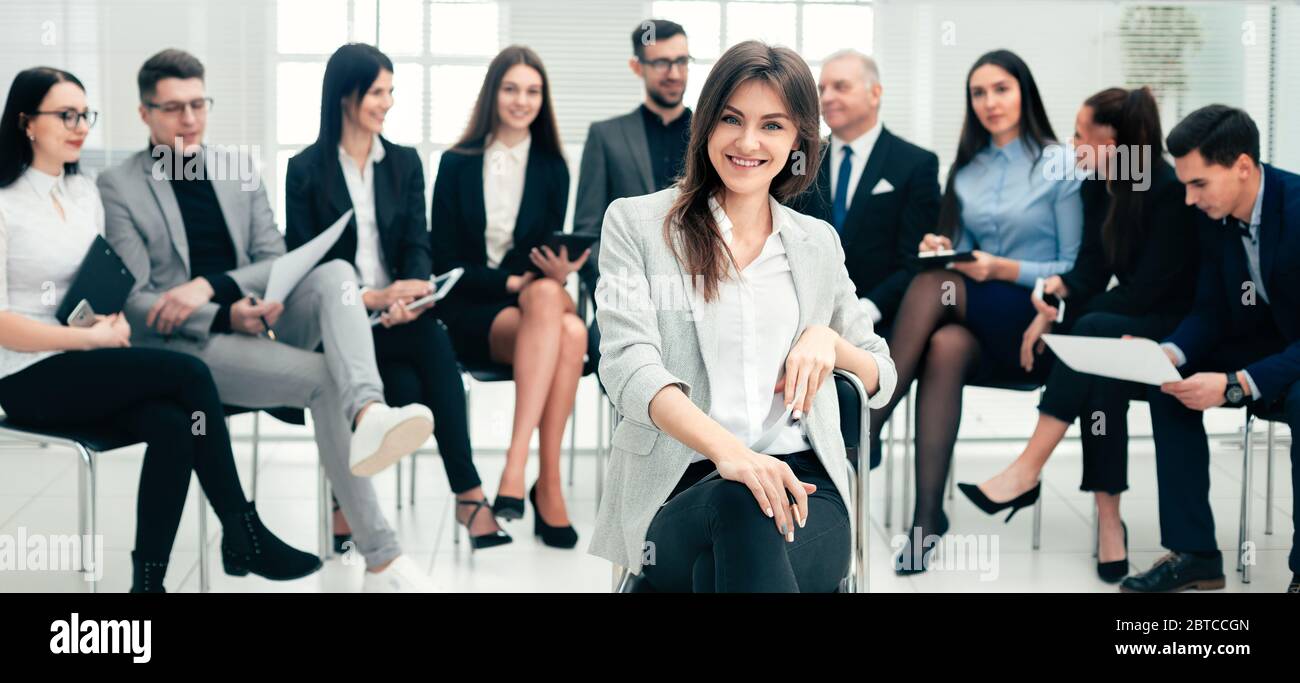 Female executive leading training conference hi-res stock photography ...