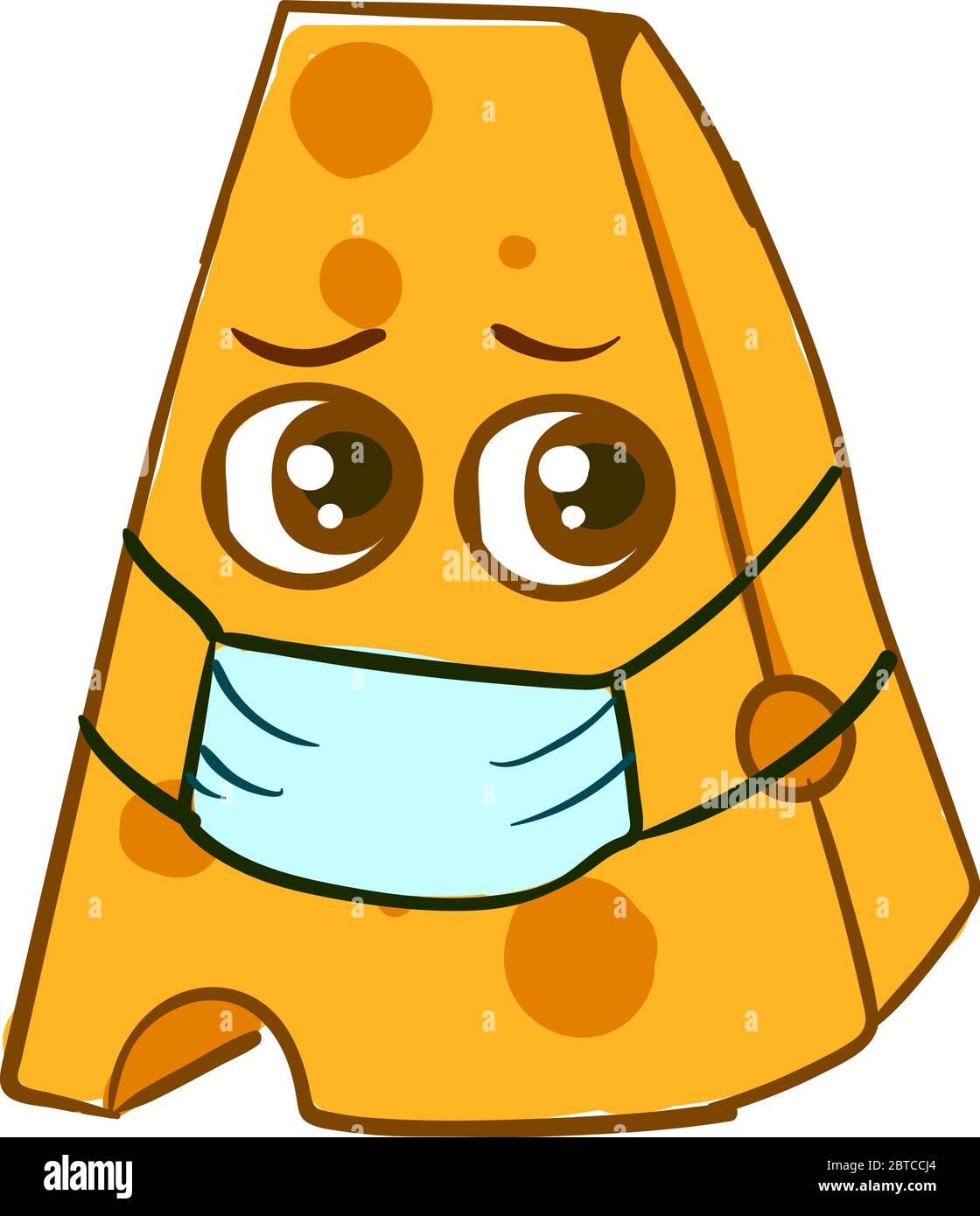 Cheese with medical mask , illustration, vector on white background ...