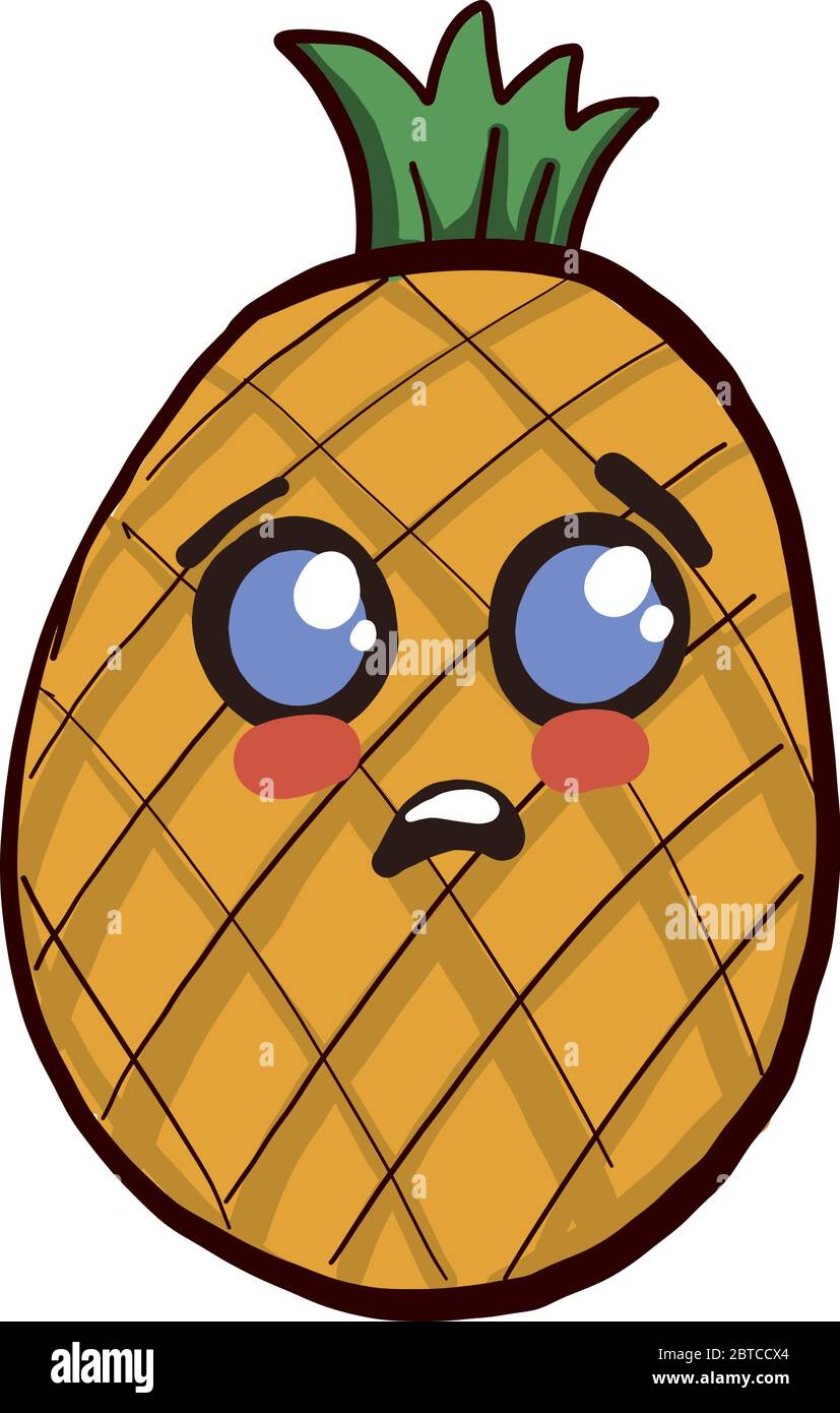 Sad pineapple , illustration, vector on white background Stock Vector ...