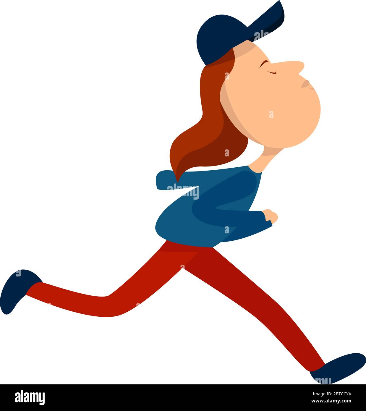 Boy with cap running , illustration, vector on white background Stock ...