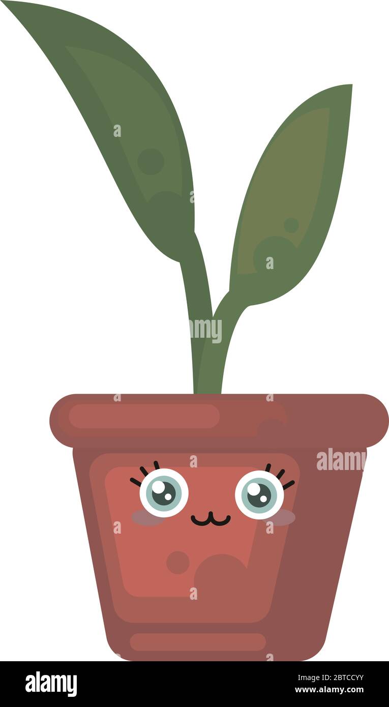 Plant in cute pot , illustration, vector on white background Stock ...