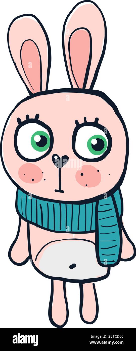 Scared bunny , illustration, vector on white background Stock Vector ...