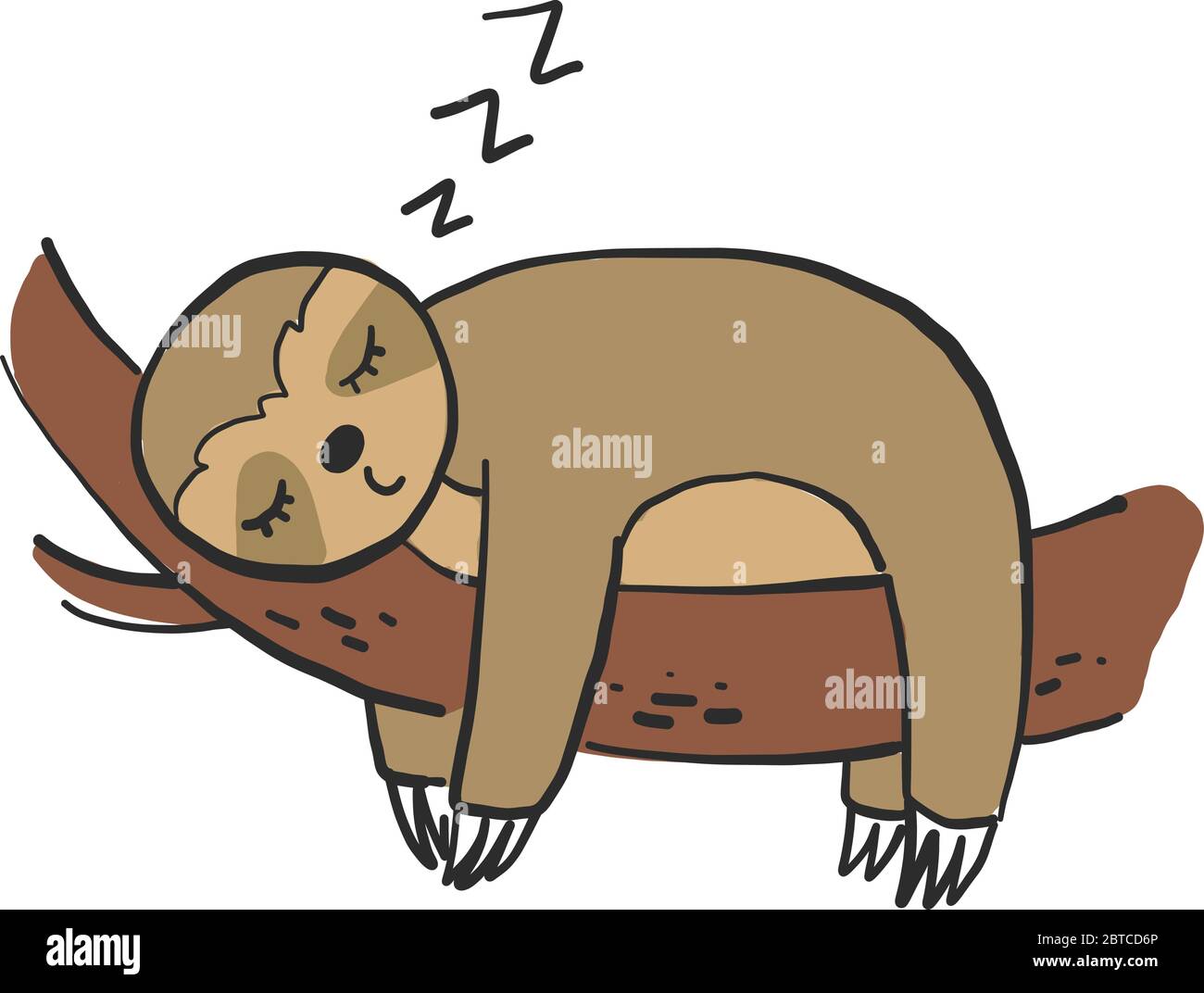 Sleeping sloth on tree , illustration, vector on white background Stock ...