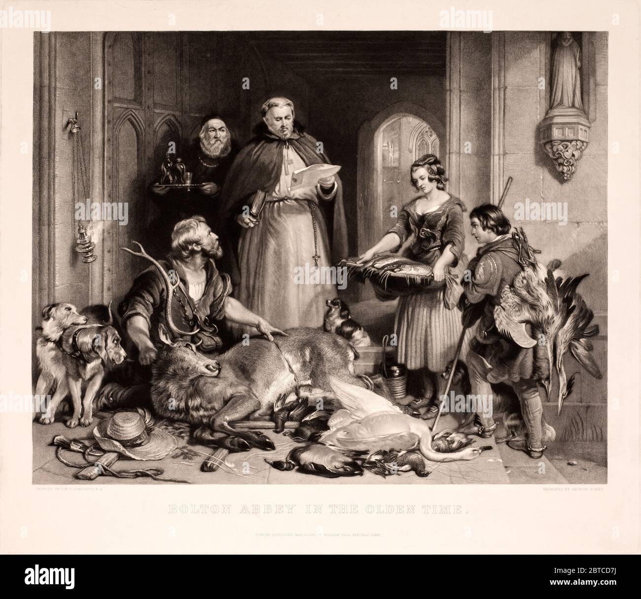 Scene in the olden time at Bolton Abbey engraved George Zobel after ...