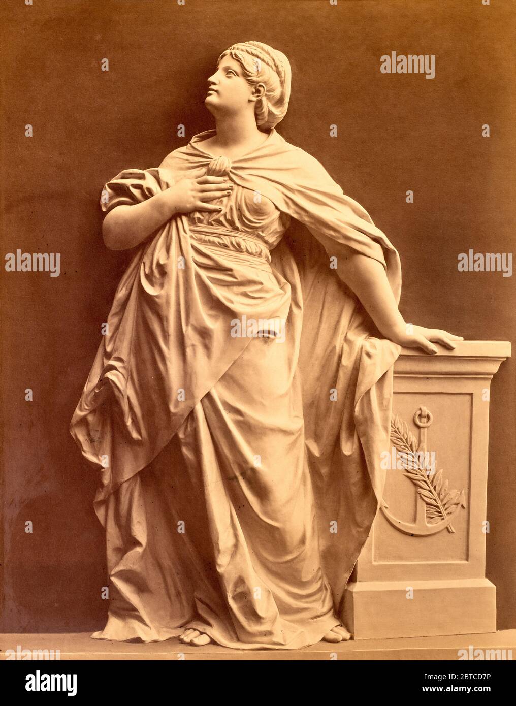 Print Of Eighteen Century Classical Drawing Of Unknown Artist Depicting A Greek Nymph Or Muse