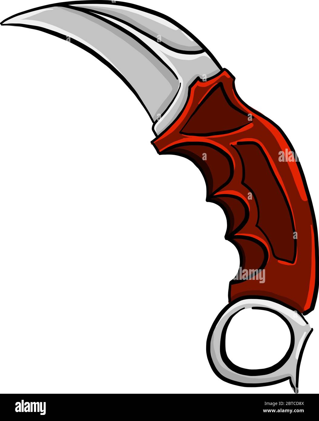 Red karambit knife , illustration, vector on white background Stock ...