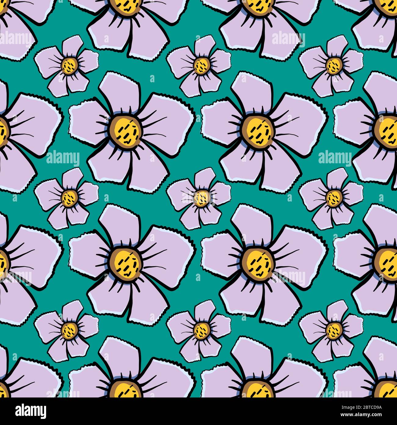 Purple flower pattern , illustration, vector on white background Stock ...