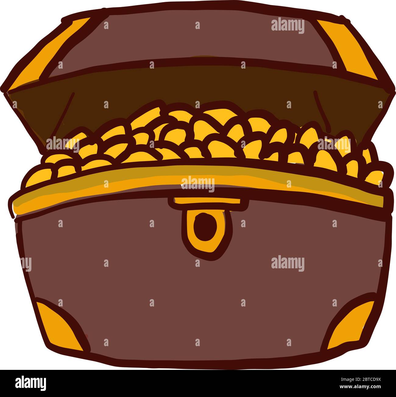 Chest full of gold , illustration, vector on white background Stock ...