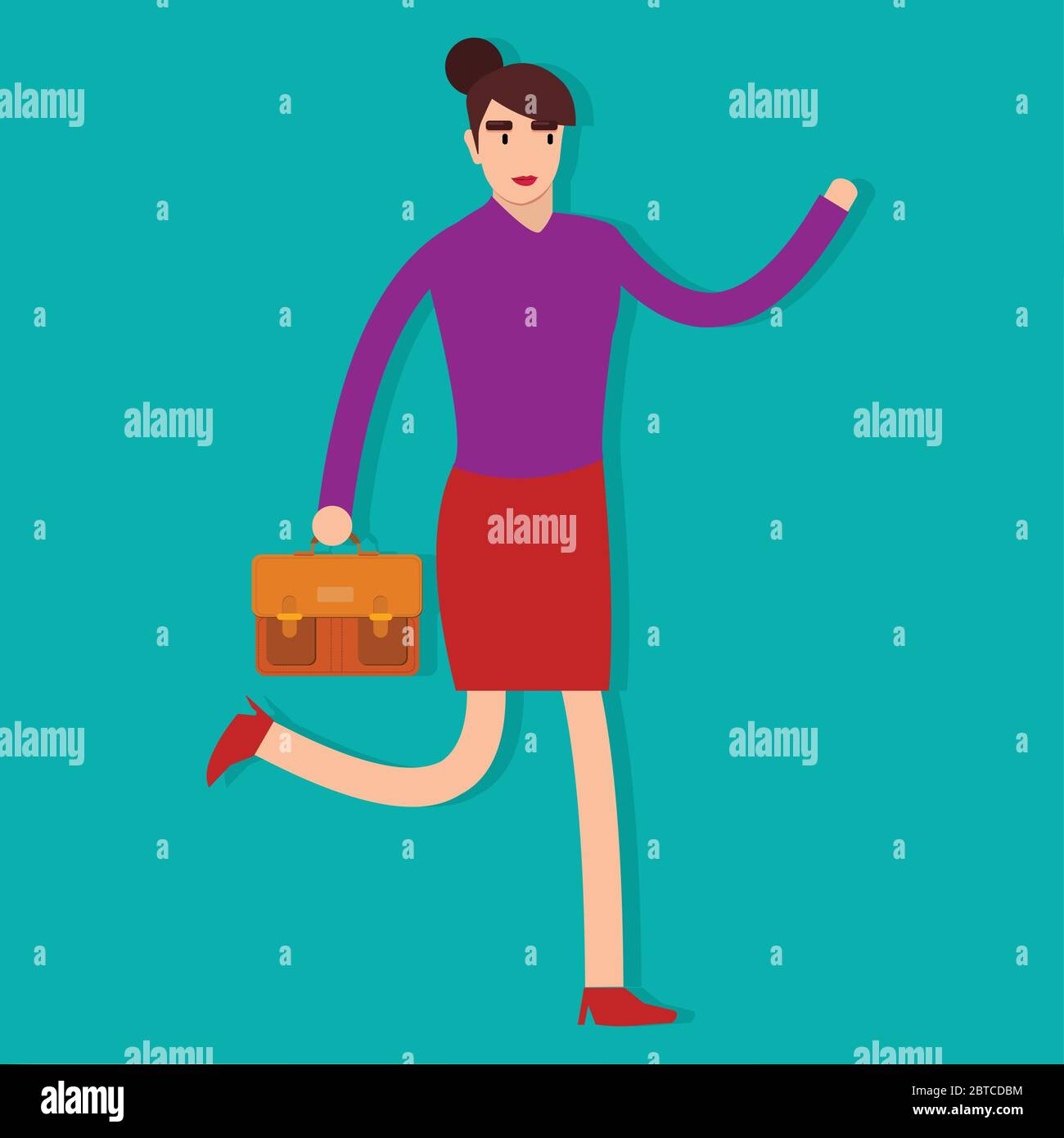 woman run with holding bag for deadline concept isolated vector ...