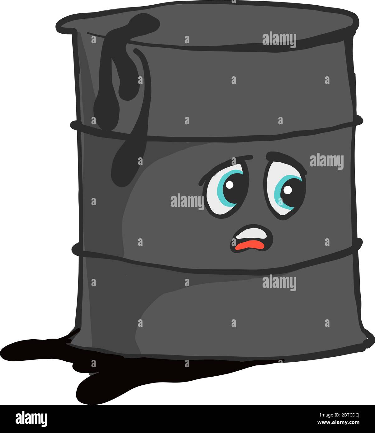 Sad fuel oil barrel , illustration, vector on white background Stock ...
