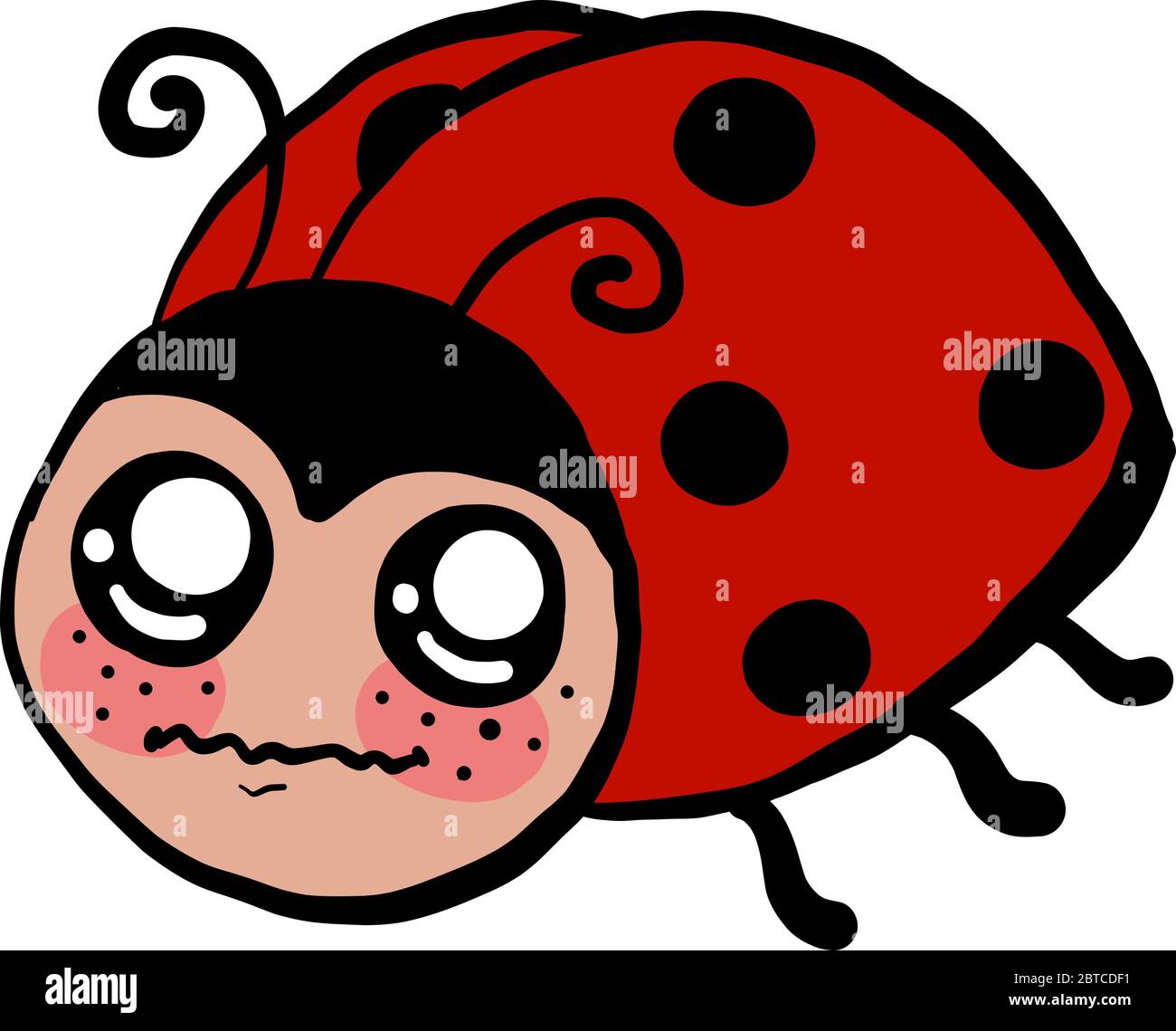 Scared ladybug , illustration, vector on white background Stock Vector ...