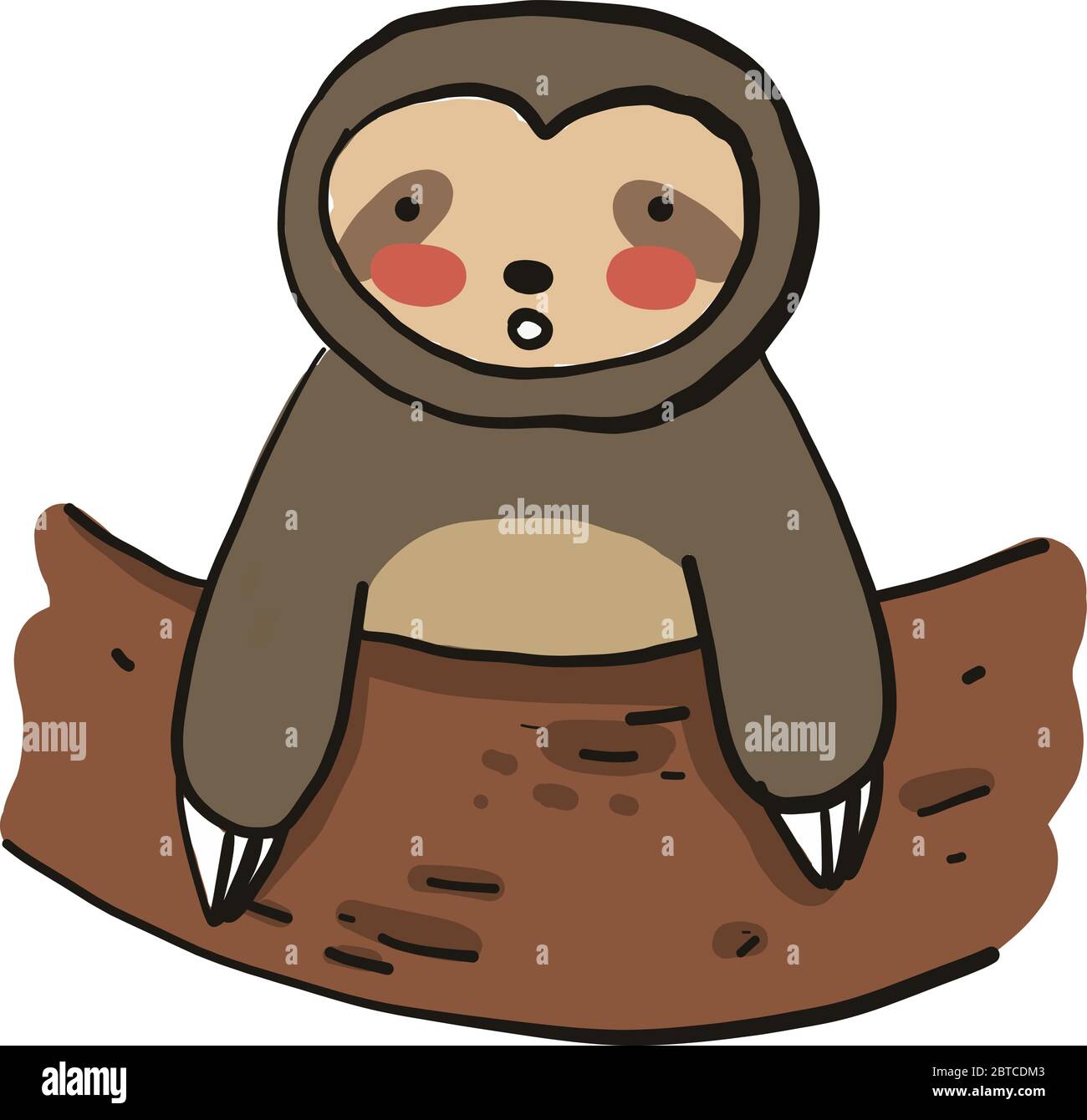 Scared sloth , illustration, vector on white background Stock Vector ...