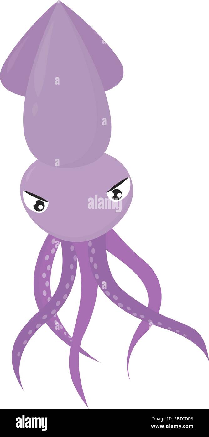Purple squid , illustration, vector on white background Stock Vector ...