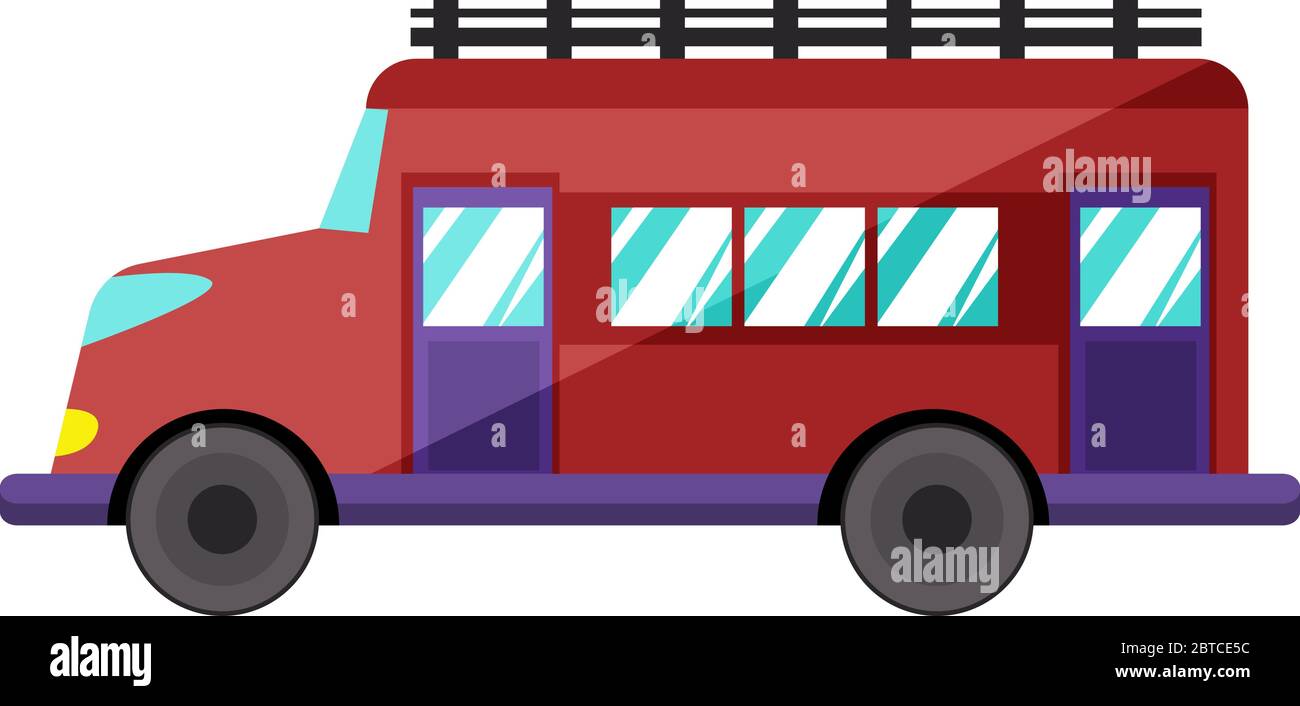 Red school bus, illustration, vector on white background Stock Vector ...