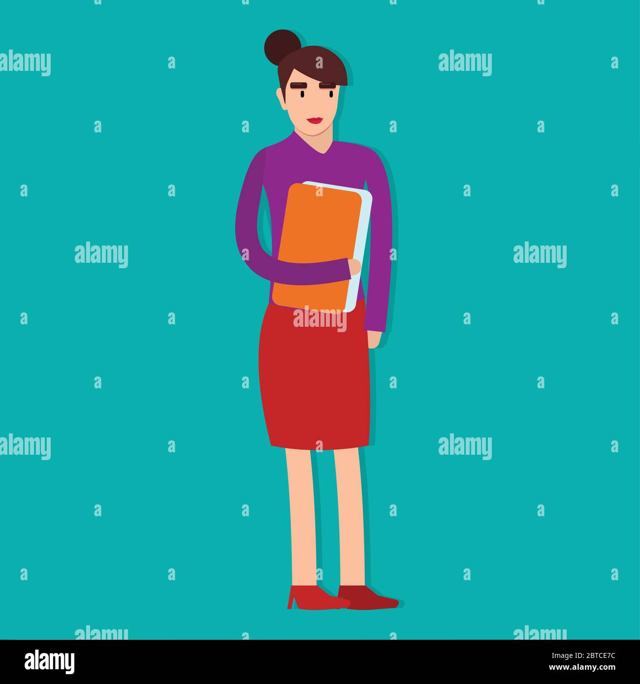 businesswoman holding files document for employee concept isolated ...