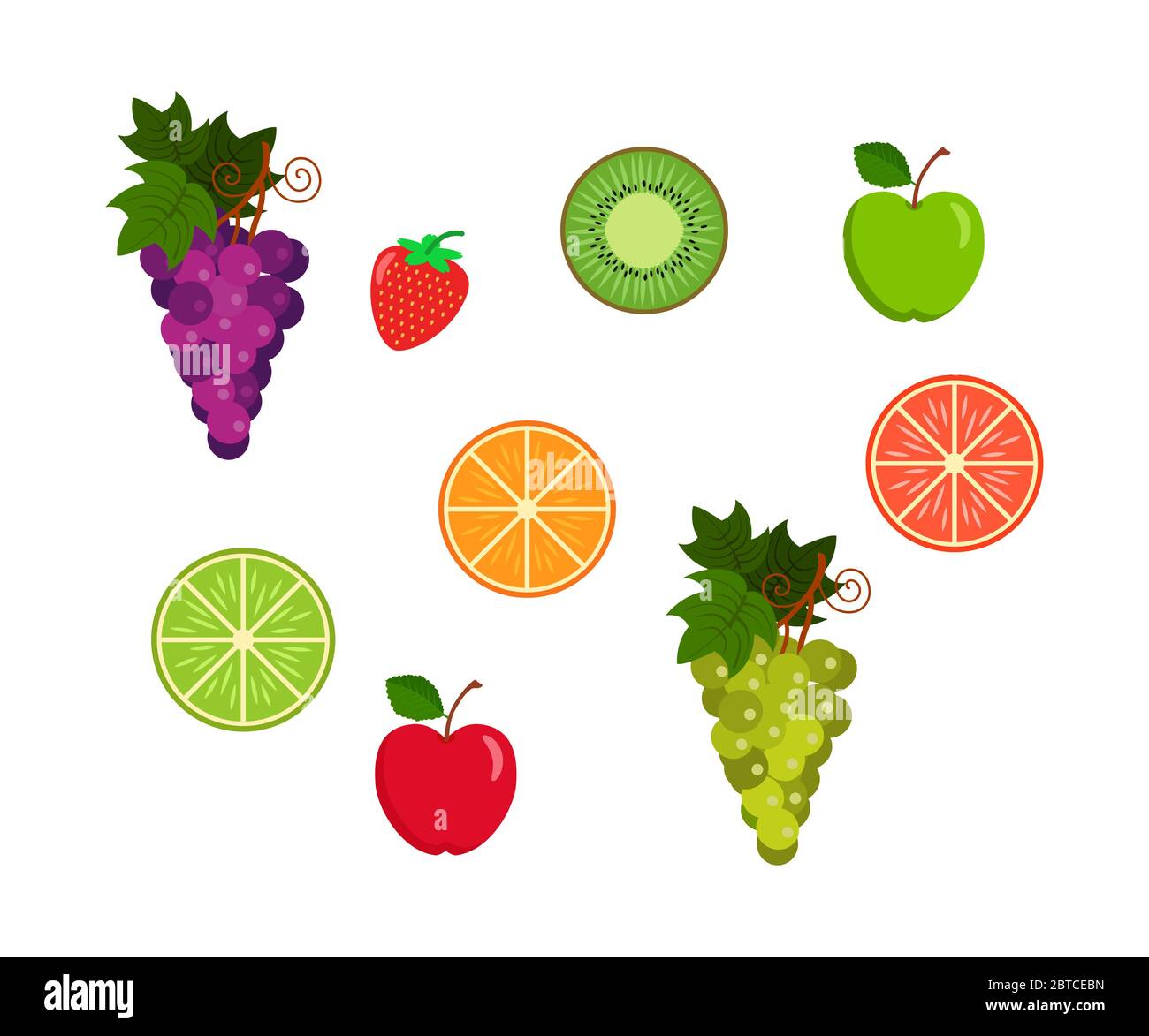 Set of fruites isolated on white background. Vector illustration Stock ...