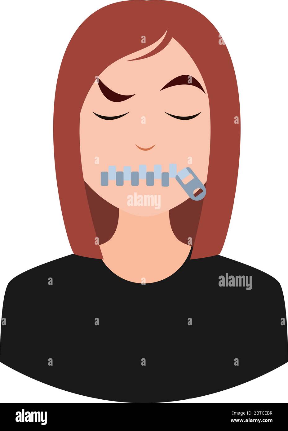 Girl with closed mouth, illustration, vector on white background Stock ...
