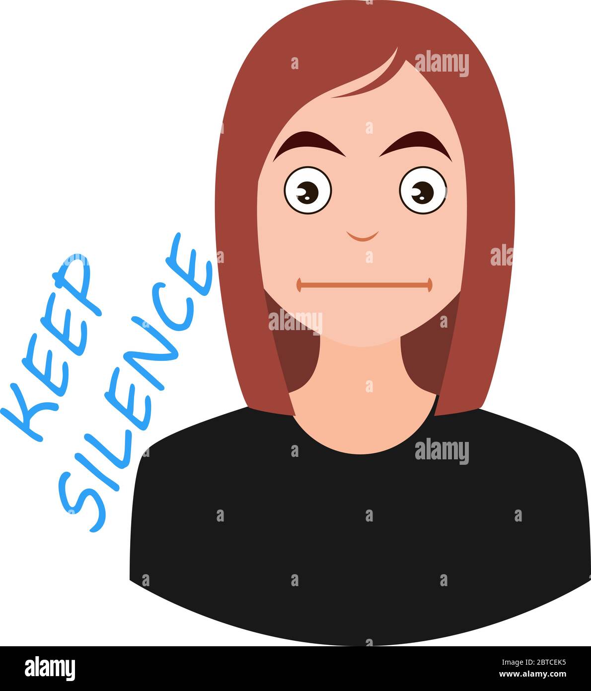 Girl keeping silence, illustration, vector on white background Stock ...