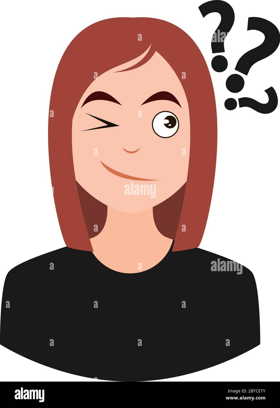 Girl with question marks, illustration, vector on white background ...