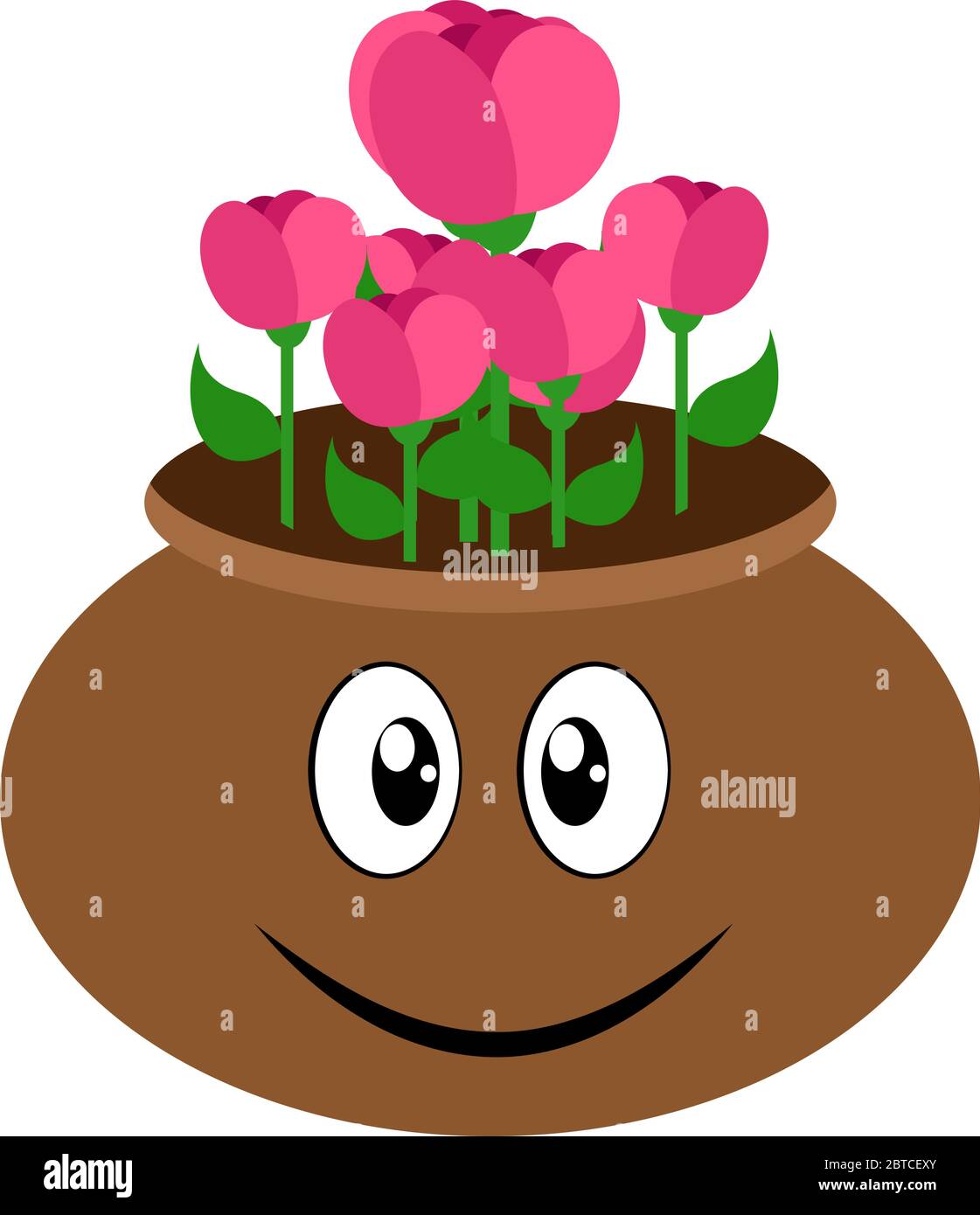 Flowers in pot, illustration, vector on white background Stock Vector ...