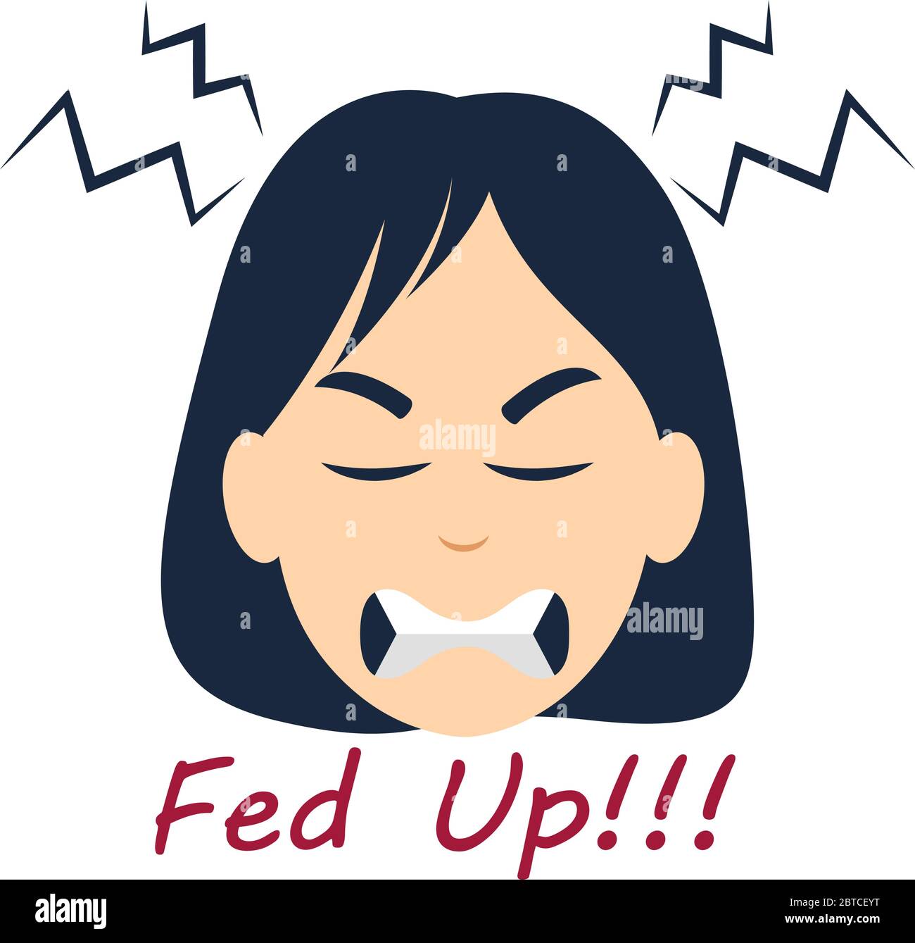 Angry girl emoji, illustration, vector on white background Stock Vector ...