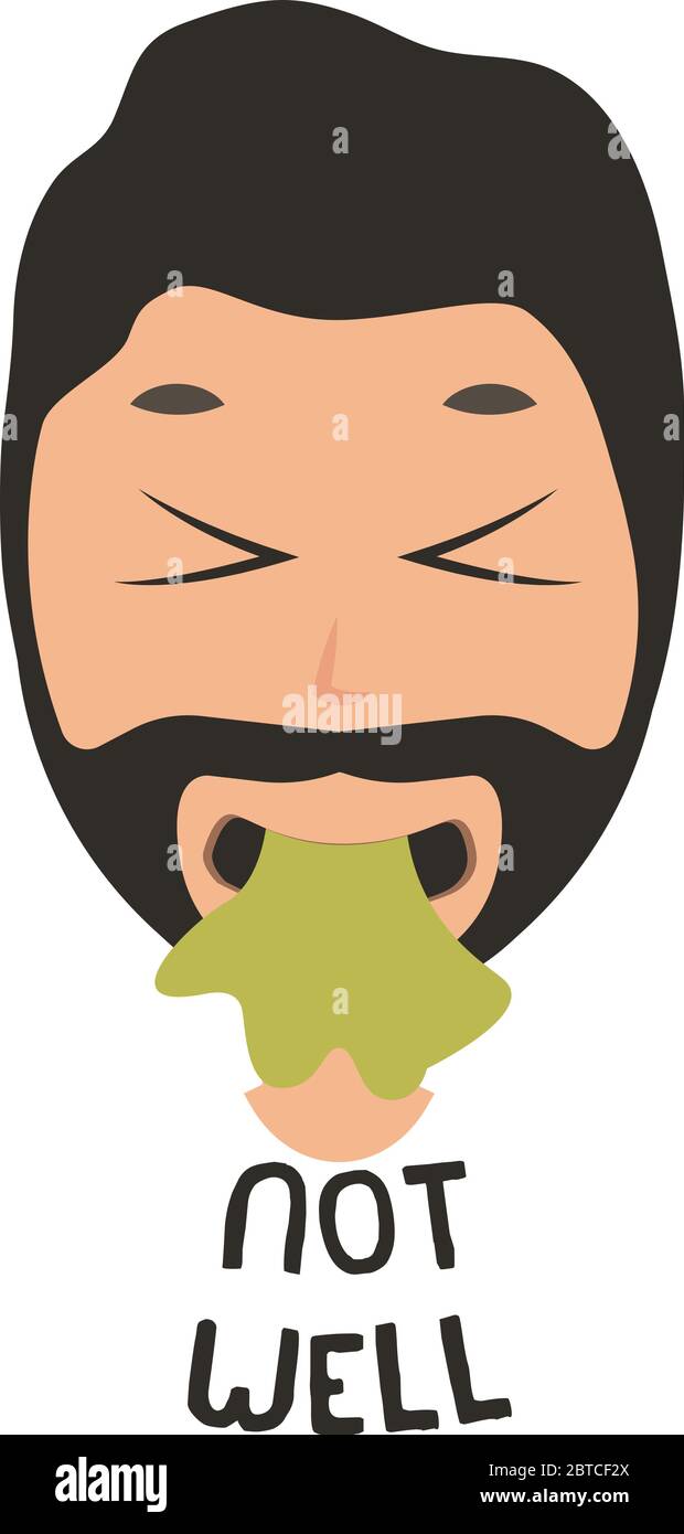 Man puking, illustration, vector on white background Stock Vector Image ...