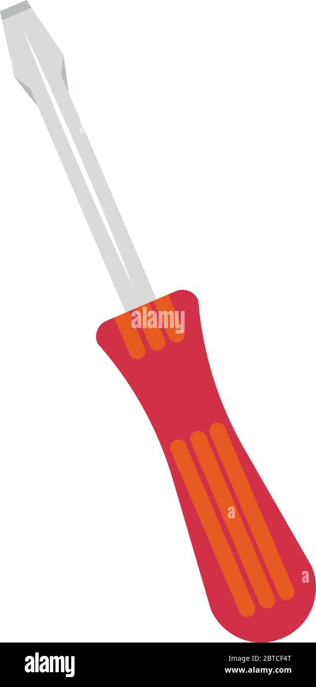 Red screwdriver, illustration, vector on white background Stock Vector ...
