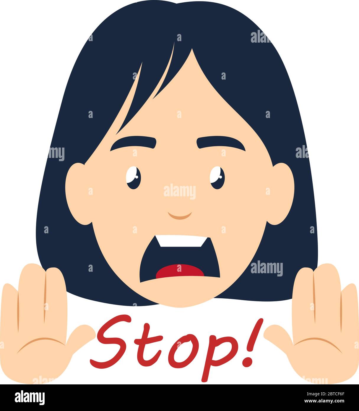 Girl saying stop, illustration, vector on white background Stock Vector ...