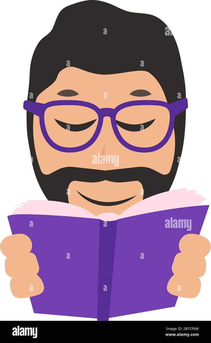 Cartoon illustration reader man book hi-res stock photography and ...