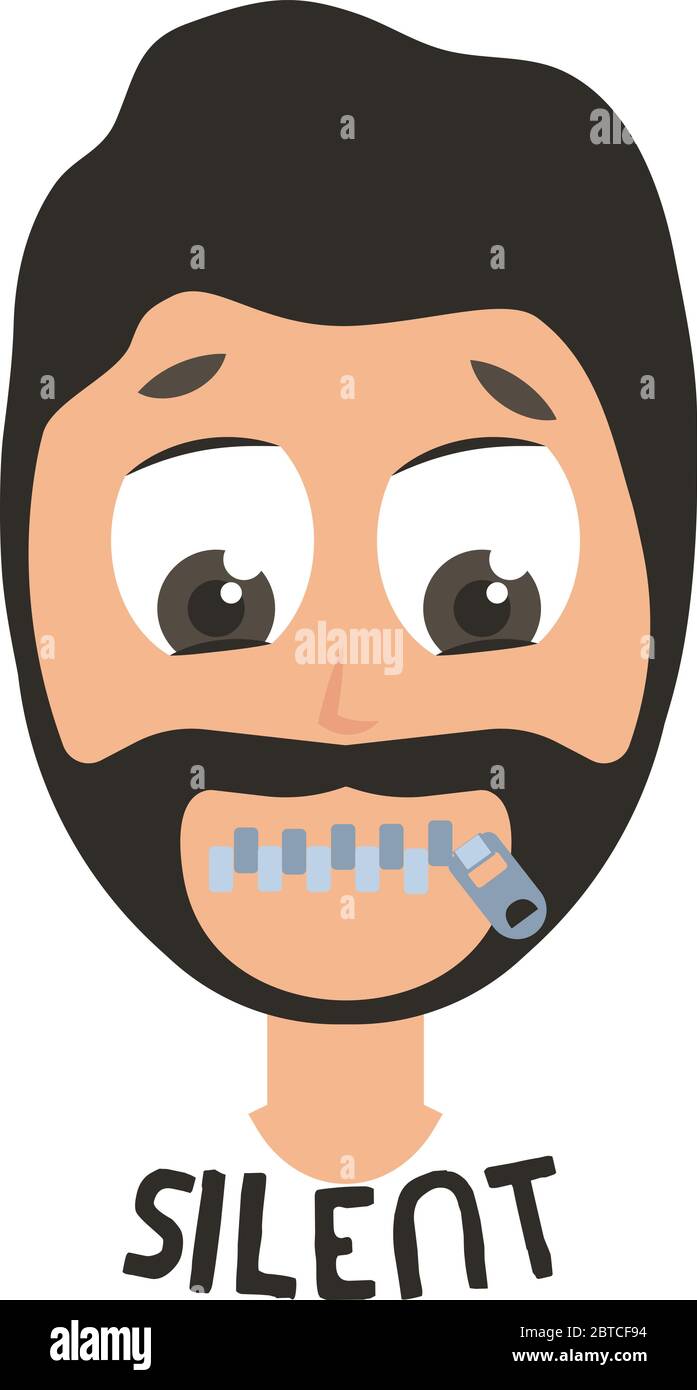 Silent man emoji, illustration, vector on white background Stock Vector ...